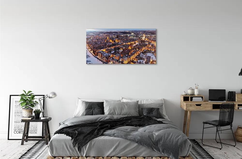 Obrazy na plátně Gdańsk Winter panorama řeka 100x50 cm