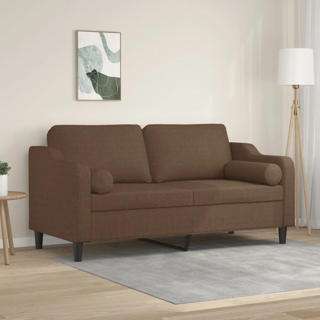 2místná pohovka s polštáři hnědá 140 cm textil 3200848