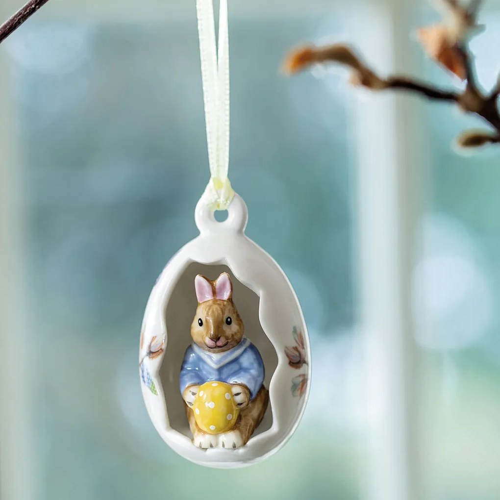 Villeroy&Boch Villeroy & Boch Bunny Tales závěsné vajíčko Max – modré květy, 4,4 cm