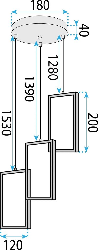 Toolight Závěsné moderní LED osvětlení Rectangle D110 LHJ088-3CP zlaté