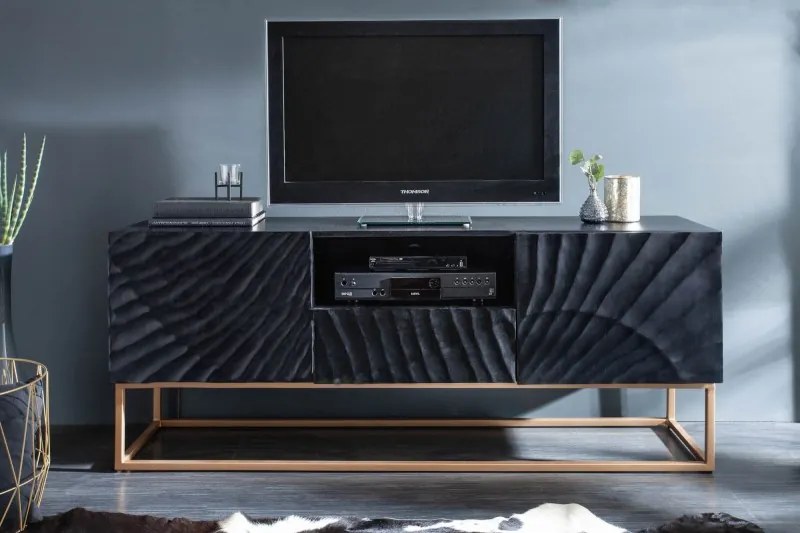 Designový TV stolek Shayla 160 cm černý - mango