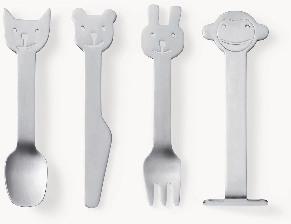 Sada matně kartáčovaných příborů Animal Friends, 4 díly