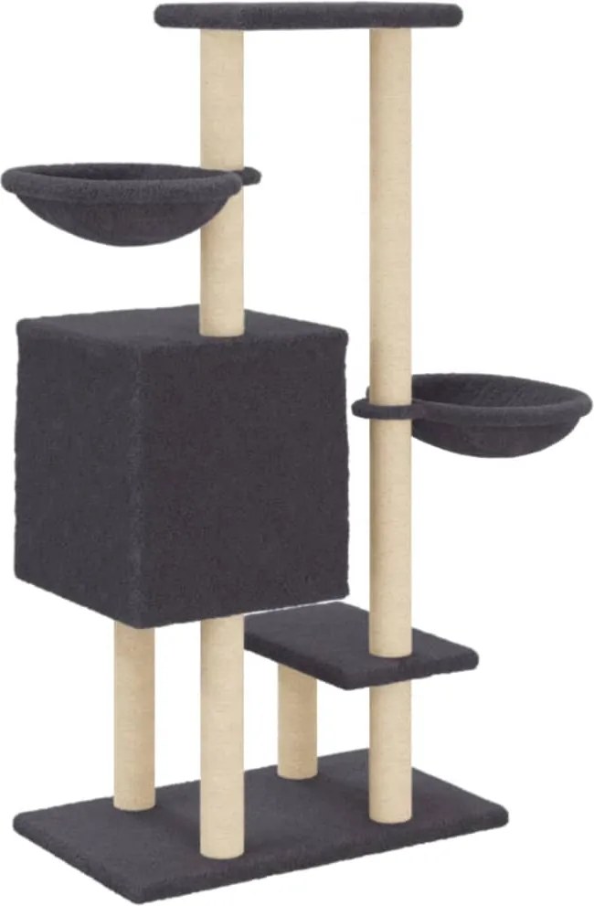 Škrabadlo pro kočky se sisalovými sloupky tmavě šedé 117 cm 172120