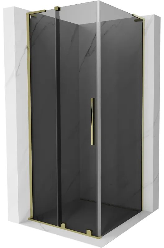 Mexen Velar L, sprchový kout s posuvnými dveřmi 120 x 120 cm, 8mm šedé sklo, zlatá lesklá, 871-120-120-43-50