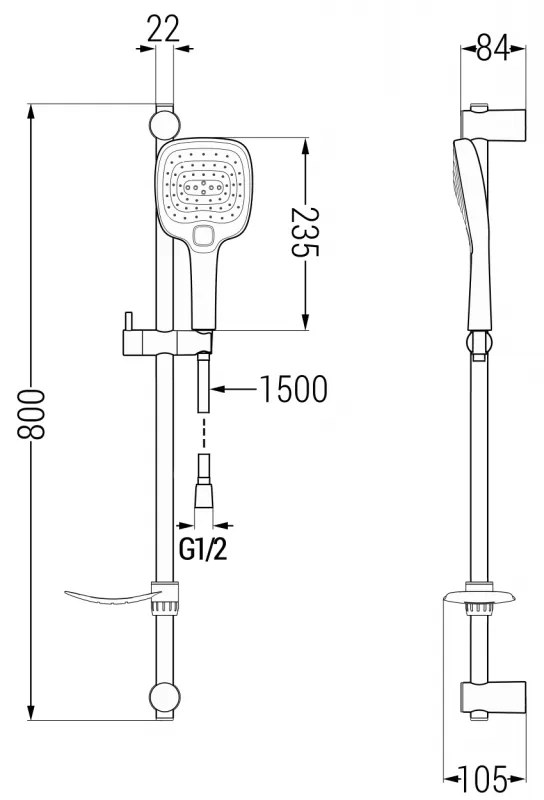 Mexen DF17 posuvný sprchový set, Chromovaná - 785174582-02