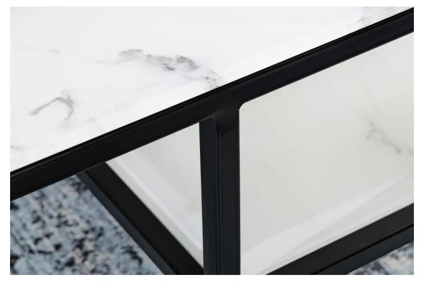 Massive home | Konferenční stolek ELEGANCE BLACK 90 CM bílý mramorový vzhled