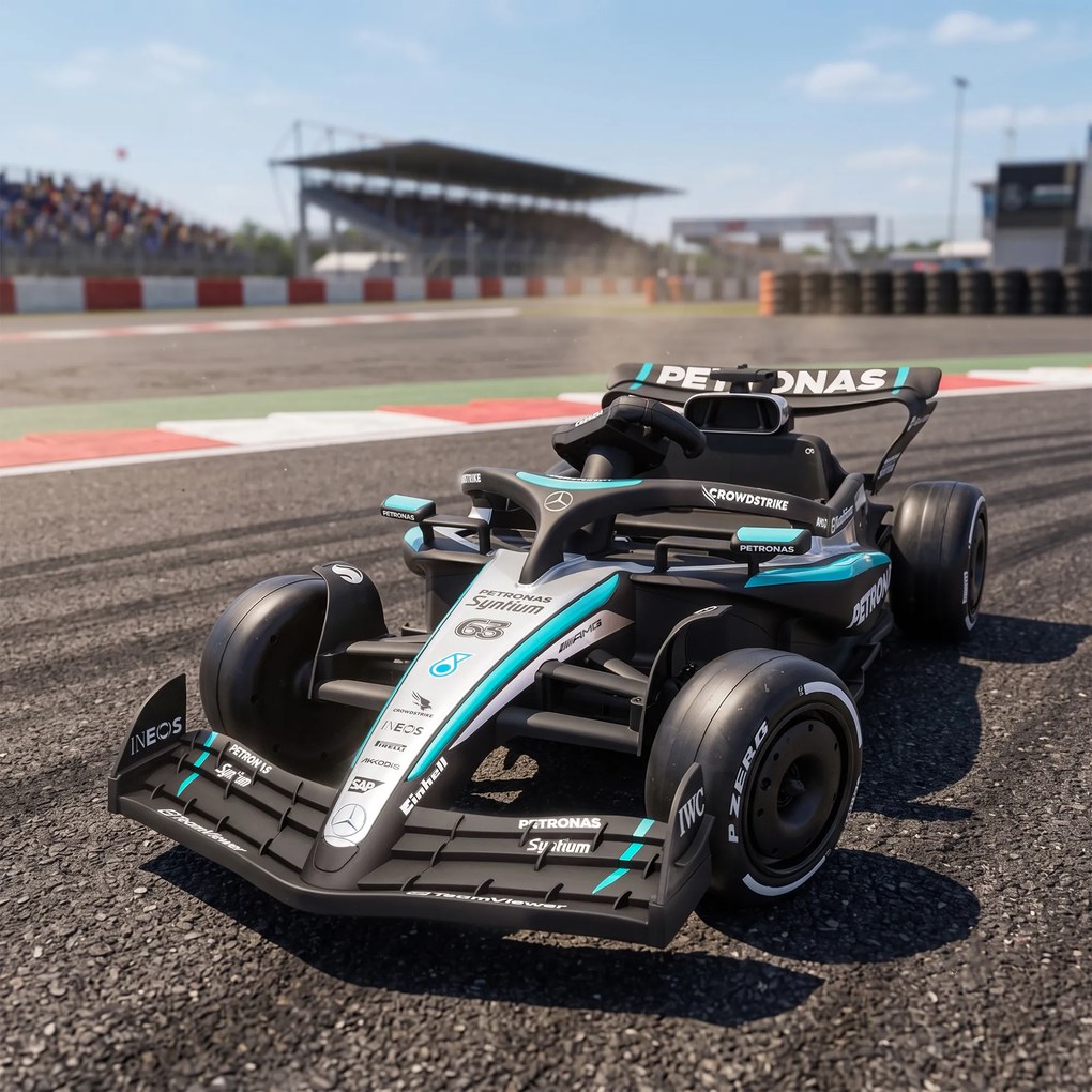 AIYAPLAY Mercedes-AMG PETRONAS F1 12 V elektrický go-kart pro děti Gokart s lithium-akumulátorem 2 motory Plynulý start
