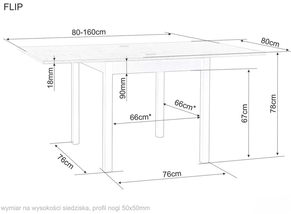 Rozkládací jídelní stůl FLIP 80(160)X80 cm, kašmír/dub Cremona Torro