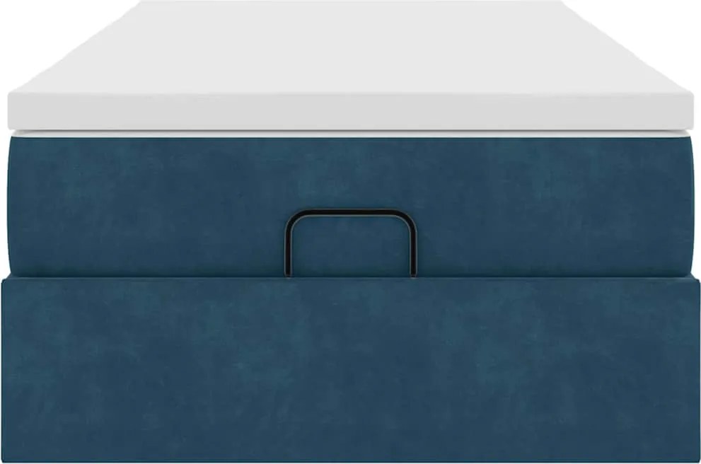 Osmanský rám postele s matrací tmavě modrá 80x200cm samet 3311151