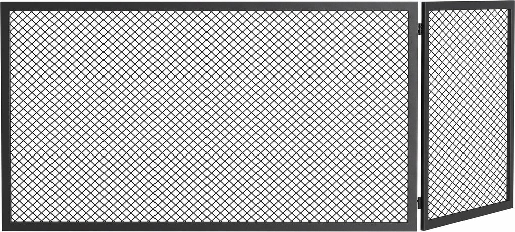 HOMCOM Ochranná mřížka na krb, skládací kovová ochrana proti jiskrám pro obývací pokoj, ložnici, 141x50 cm, černá