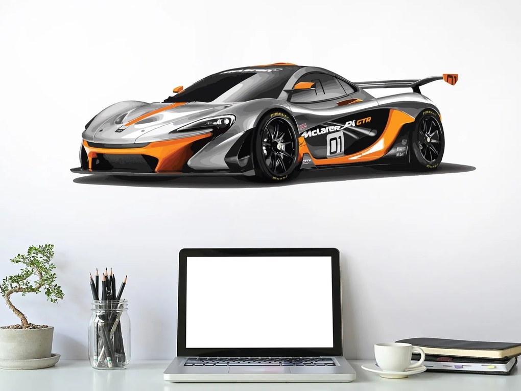 McLaren P1 GTR textilní přelepitelná samolepka na zeď 47 x 15 cm