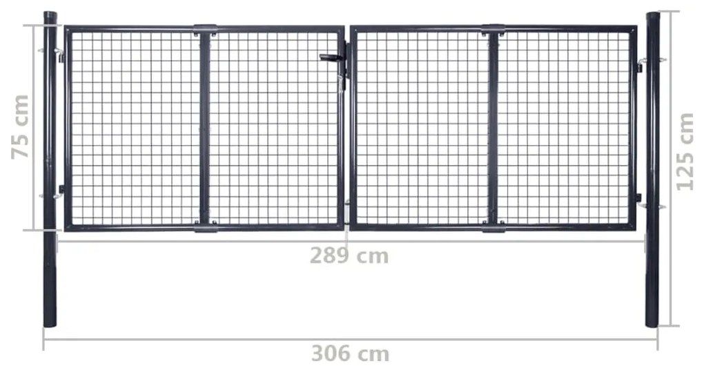 vidaXL Marketos Pletivá zahradní branka pozinkovaná ocel 300 x 75 cm šedá