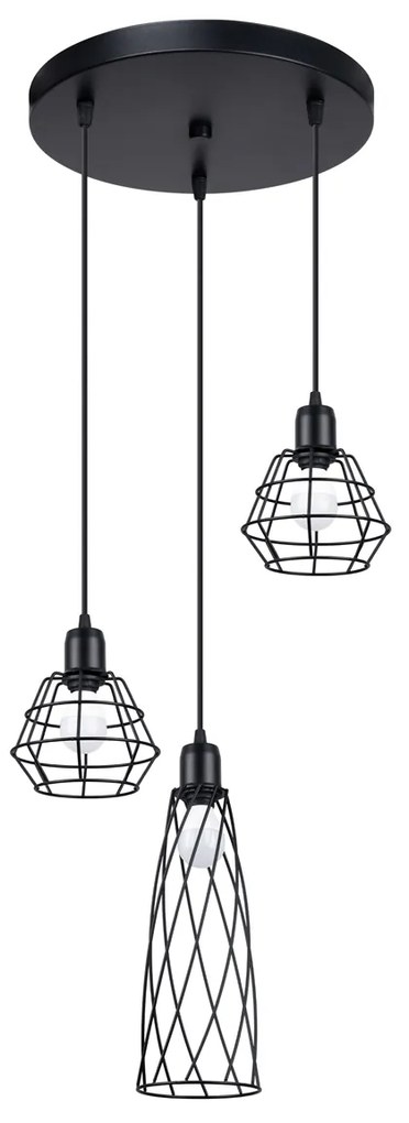 Sollux Lighting Závěsné svítidlo SUBA 3P černé