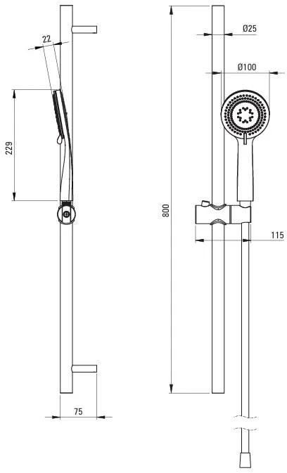 Deante Shower set, 3-function, s sliding bar