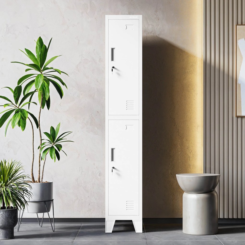 Šatní skříň pro zaměstnance bílá, 292x1720x450 mm: BARTEK 1 Plus