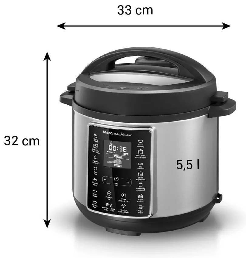 Elektrický tlakový nerezový hrnec 5,5 l President – Tescoma