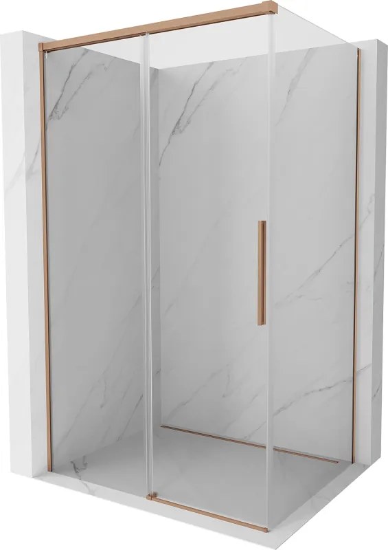 Mexen Rox, posuvný sprchový kout 140 x 110 cm, 8mm čiré sklo, měděný matný profil, 8C2-140-110-65-00