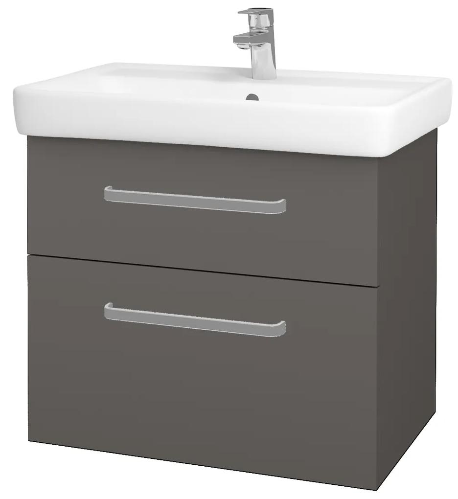 Dřevojas Koupelnová skříň Q MAX SZZ2 70 Varianta: N01 Bílá lesk / Úchytka T02 / D16 Beton tmavý