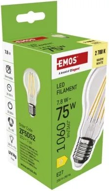 Emos lighting LED žárovka Filament A60 / E27 / 7,8 W (75 W) / 1060 lm / teplá bílá 1525743205