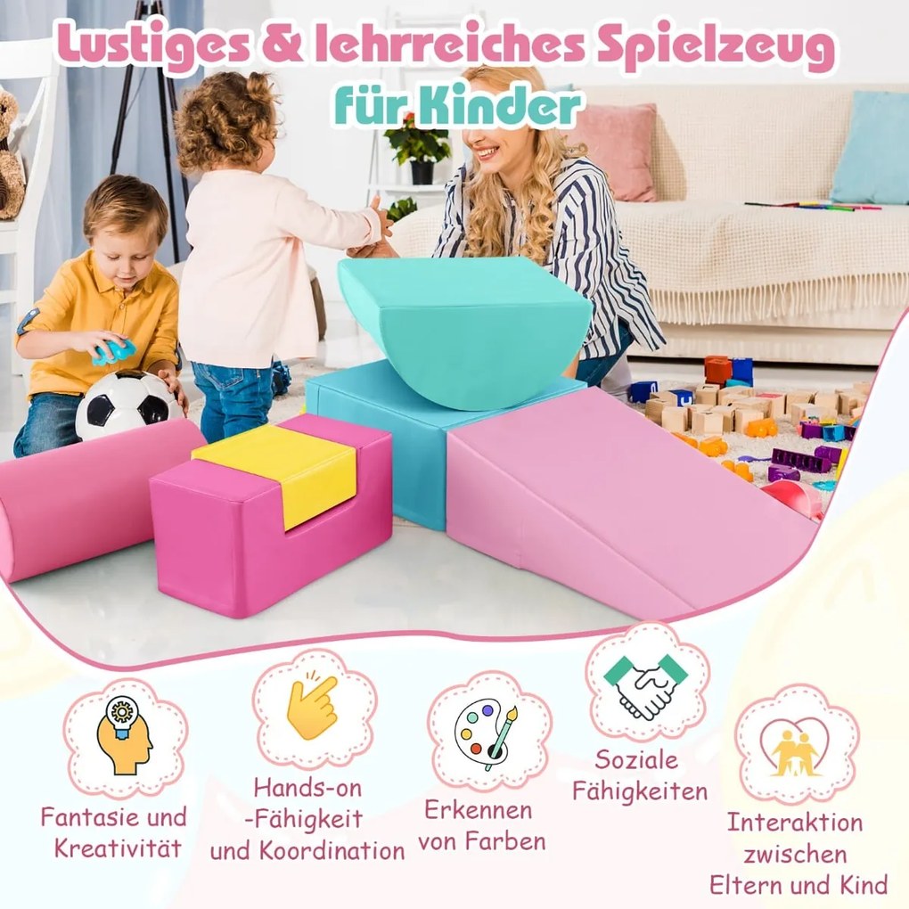 Costway 6 PCS. Pěnové stavebnice, obří stavebnice na běhání a lezení, tmavě