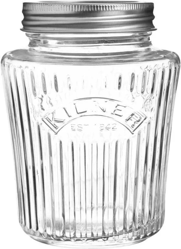 KILNER Vroubkovaná zavařovací sklenice 500 ml, čirá barva, sklo