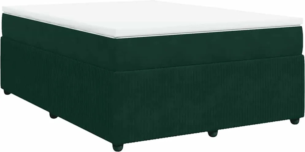 Box spring postel s matrací tmavě zelená 160x200 cm samet 3285653