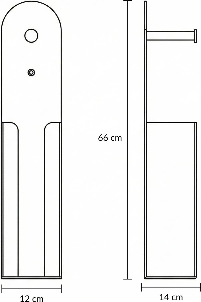Stojan na toaletní papír s držákem URVA, 66 cm – černý