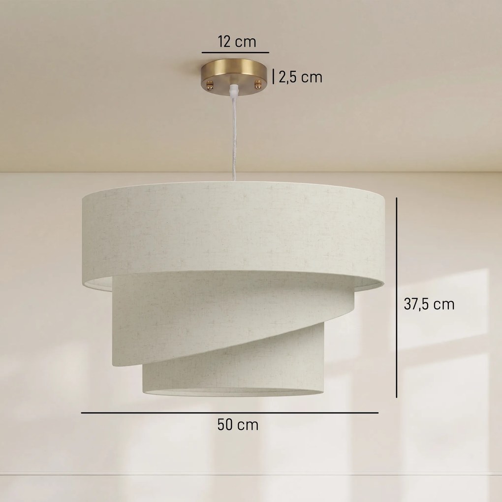 HOMCOM Závěsné svítidlo se 3 lněnými stínidly, moderní stropní lampa, výškově nastavitelné, béžové, žárovka není součástí