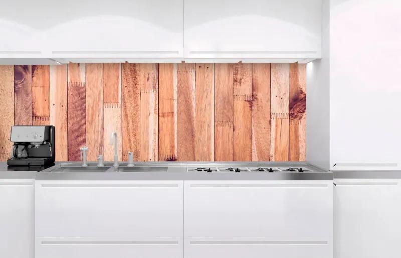 Samolepící fototapeta do kuchyně - Dřevěná zeď, 180x60cm, 086