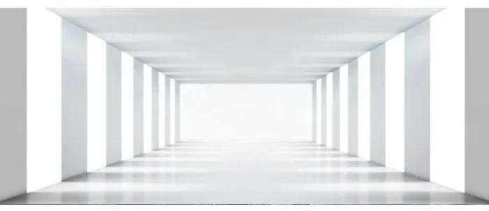 DIMEX | Panoramatická vliesová fototapeta na zeď 3D bílá chodba MP-2-0036  | 375 x 150 cm | bílá, šedá