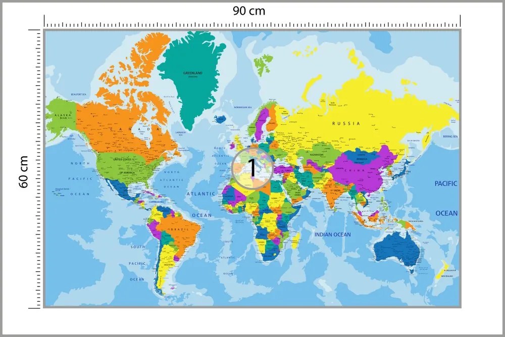 Fototapeta Mapa Světa Omyvatelný vlies 104x70.5