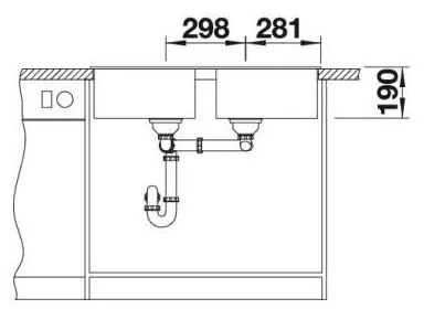 Blanco Zia 9, silgranitový dřez 860x500x190 mm, 2-komorový, černá, BLA-526029