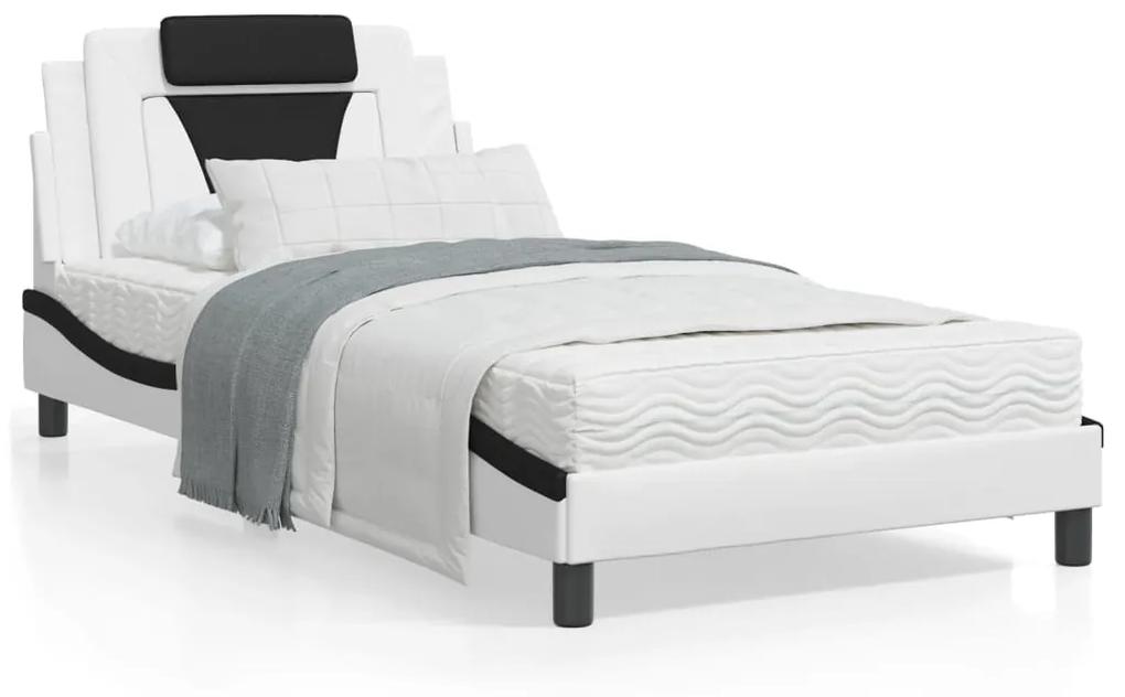 Rám postele s LED osvětlením bílý a černý 100x200 cm umělá kůže,  3214007