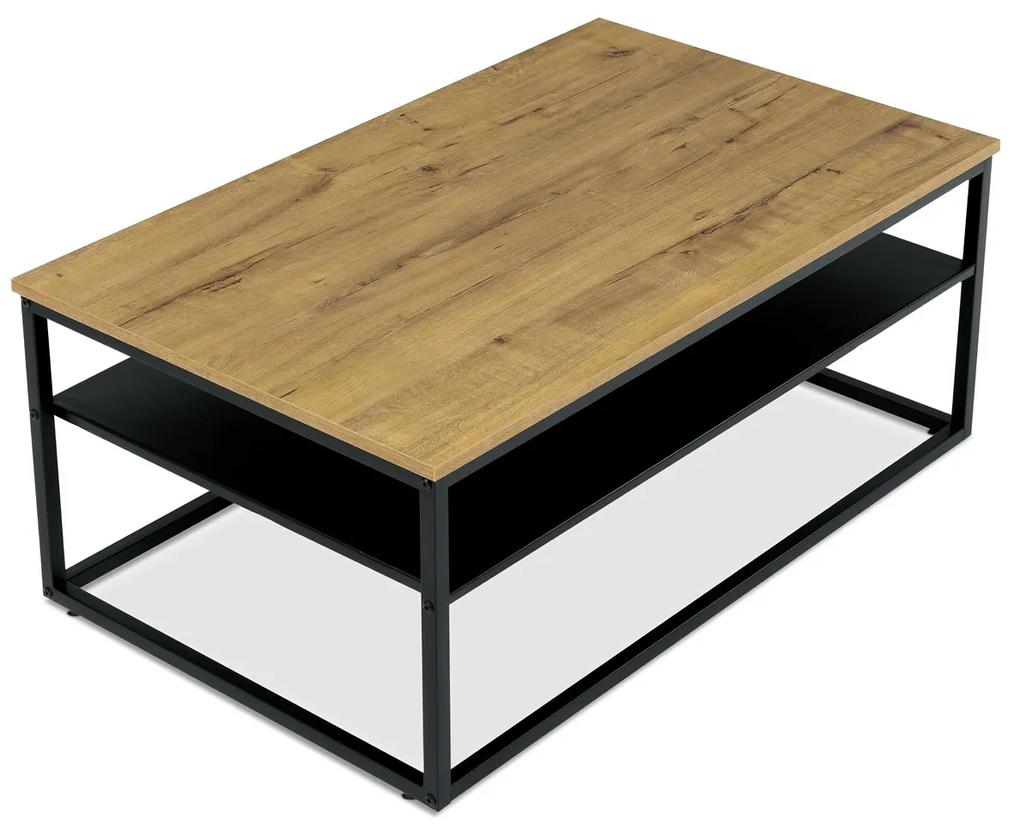 Stůl konferenční, MDF deska s dekorem divoký dub, černý kov. - CT-644 OAK