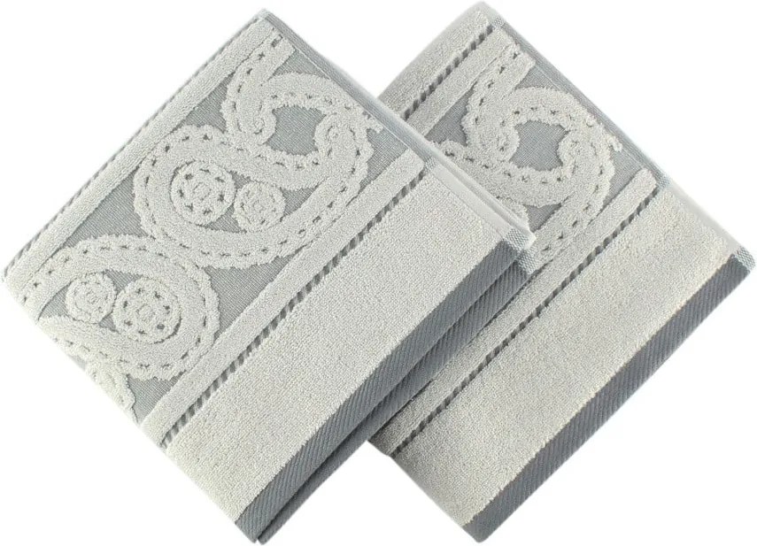 Sada 2 šedých bavlněných ručníků Hurrem, 50 x 90 cm