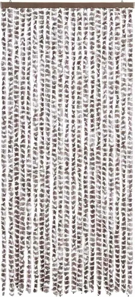 Závěs proti hmyzu taupe a bílý 90 x 220 cm Chenille 325461