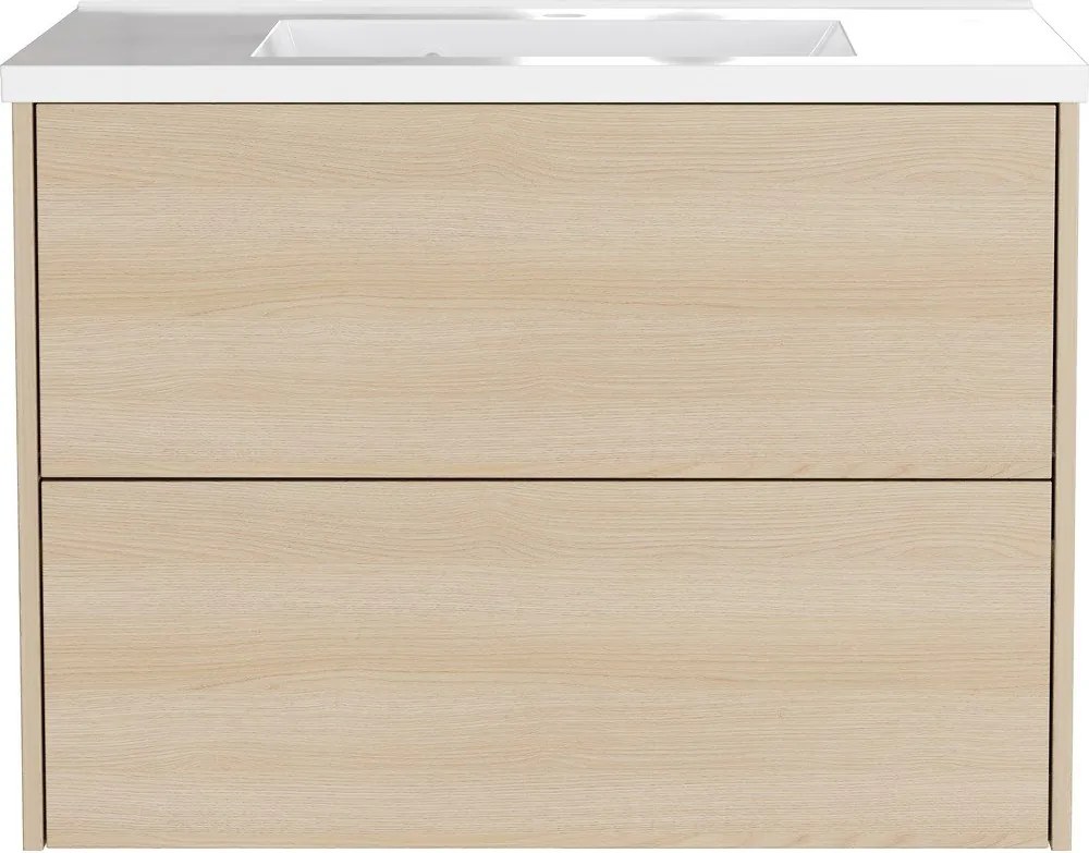 Závěsná skříňka pod umyvadlo v dekoru dubu v přírodní barvě 81x61 cm Bodera – Germania