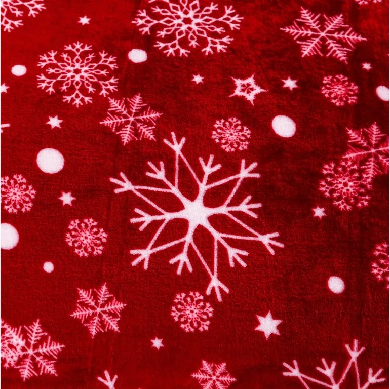 Červená vánoční mikroplyšová deka SNOWFALL Rozměr: 200 x 220 cm