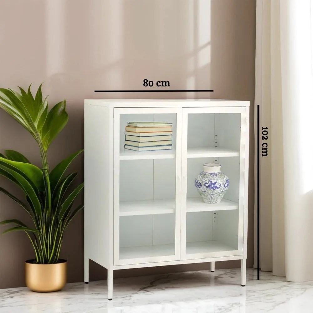 Bílá ocelová vitrína 80x102x40 cm Acier – Premier Housewares