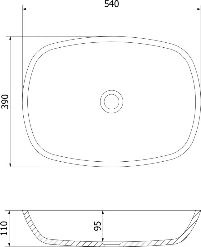 Mexen Araks, skleněné umyvadlo na desku 54 x 39,5 x 11 cm, bílá, 24155430