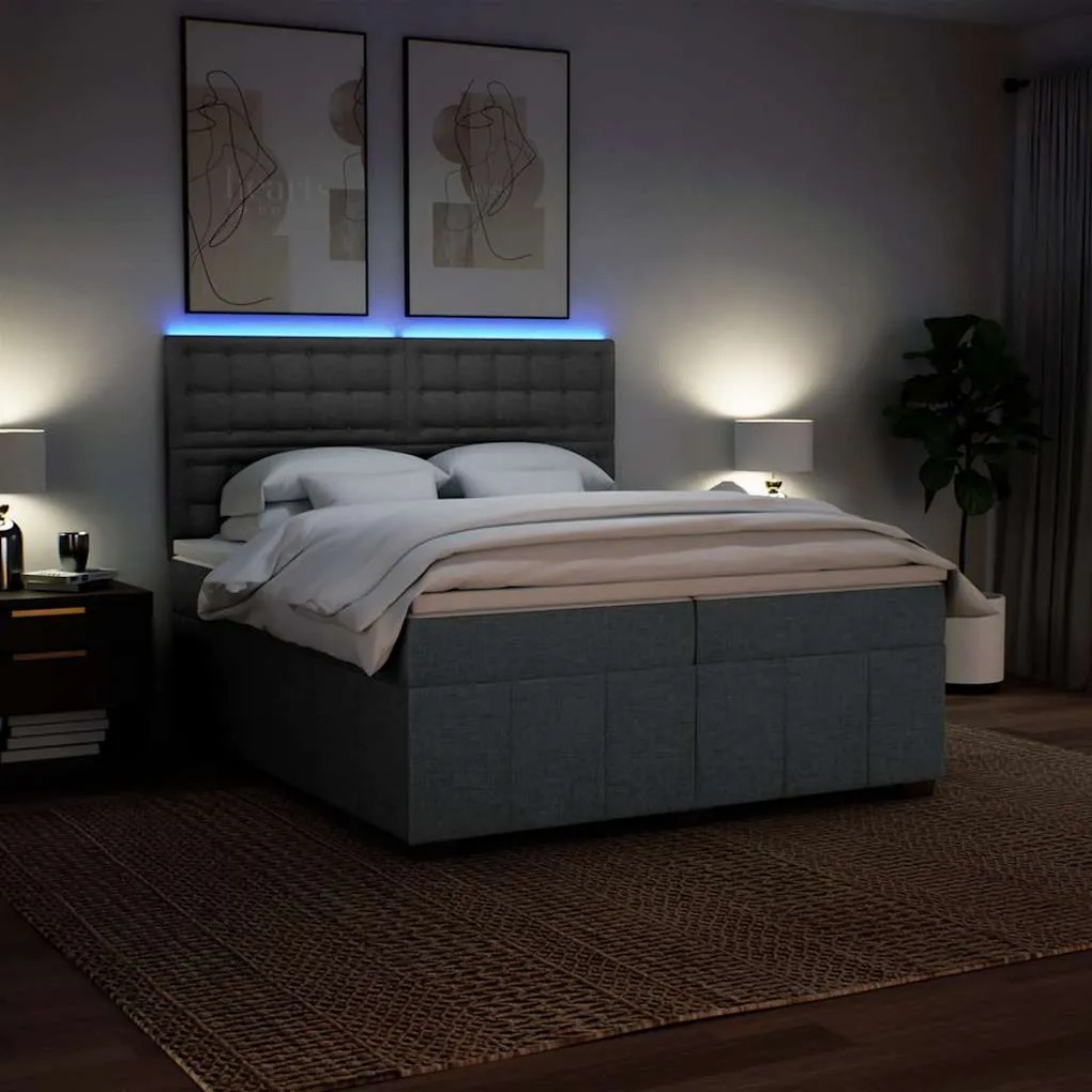 Box spring postel s matrací tmavě šedá 200x200 cm textil 3294090