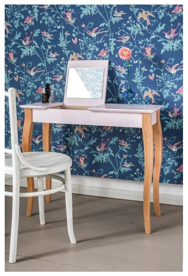 Světle šedý toaletní stolek se zrcadlem Ragaba Dressing Table, délka 85 cm