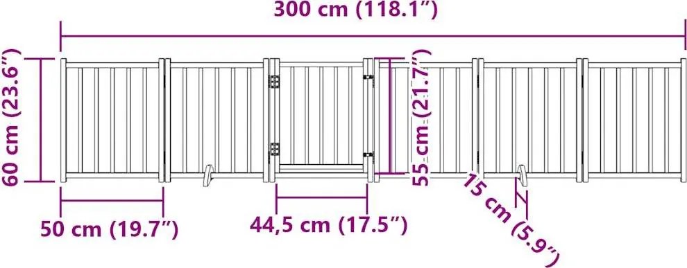 vidaXL Zábrana pro psy s dvířky skládací 6 panelů 300 cm jedle [352285] Barva: hnědý dub