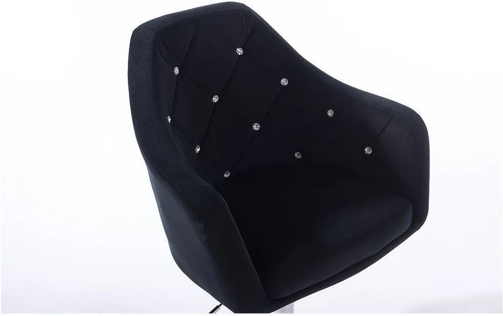 LuxuryForm DESIGN Barová židle ROMA VELUR na stříbrné kulaté podstavě - černá