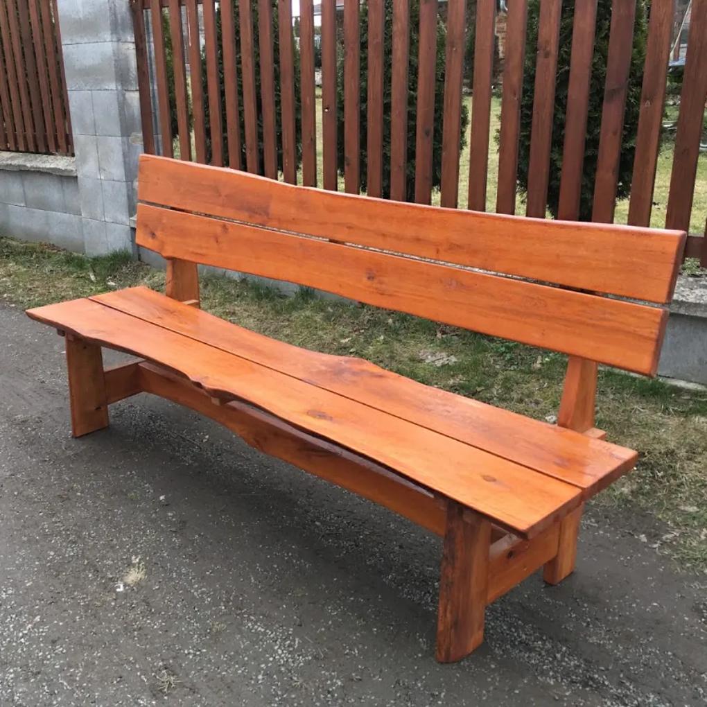 KULHÁNEK Zahradní lavice s opěradlem - rustikální Délka: 160 cm, Odstín nátěru: olej - bezbarvý