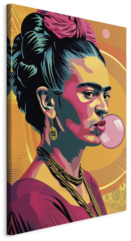 Frida Kahlo - Portrait of a Woman With Bubble Gum in Pop-Art Style [Large Format]