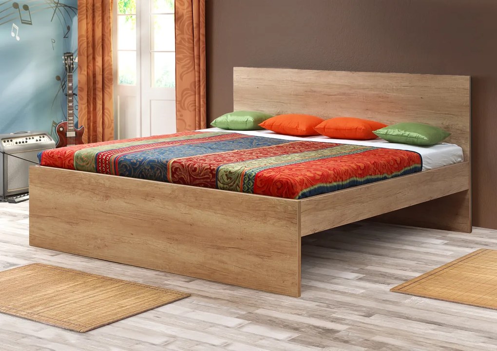 BMB Bruno postel - imitace dřeva Dekor: Bílá, Rozměr: 160 x 200 cm, Čelo: 90 cm