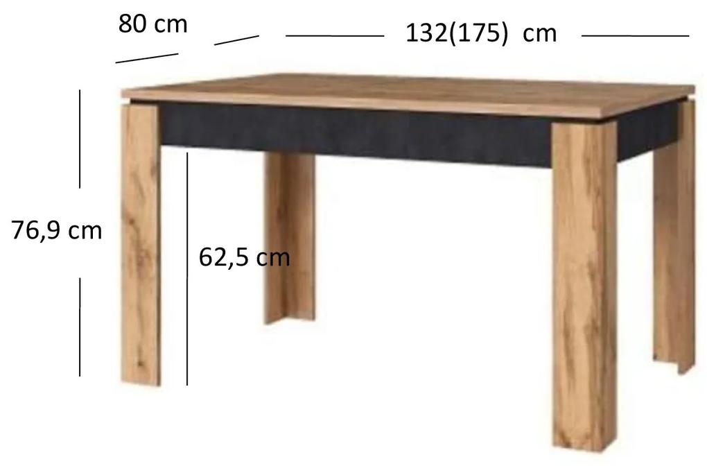 Rozkládací jídelní stůl Nella (dub wotan + matera) (pro 4 až 6 osob). 1053104