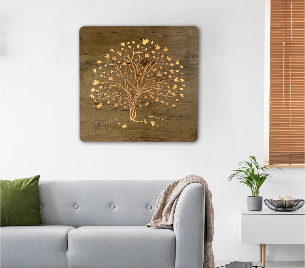 Li-Go "Javor" světelný obraz 230V 62x62 cm provedení povrchu: jedle