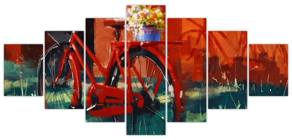 Obraz červeného kola, akrylová malba (210x100 cm)